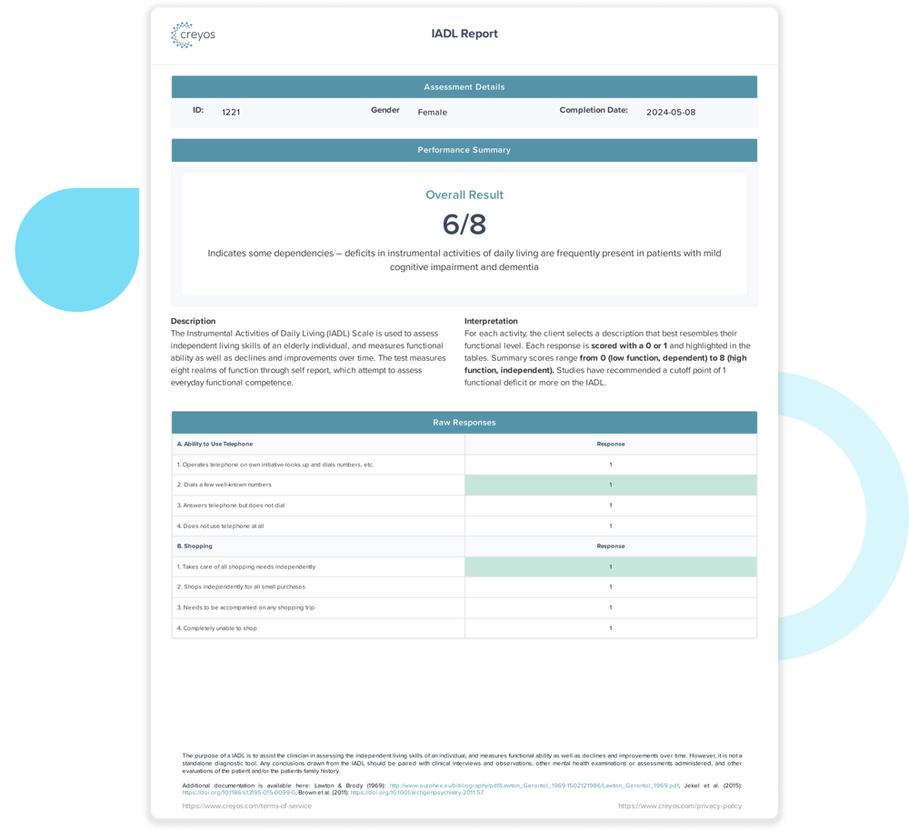 Instrumental Activities of Daily Living (IADL) | Creyos Health