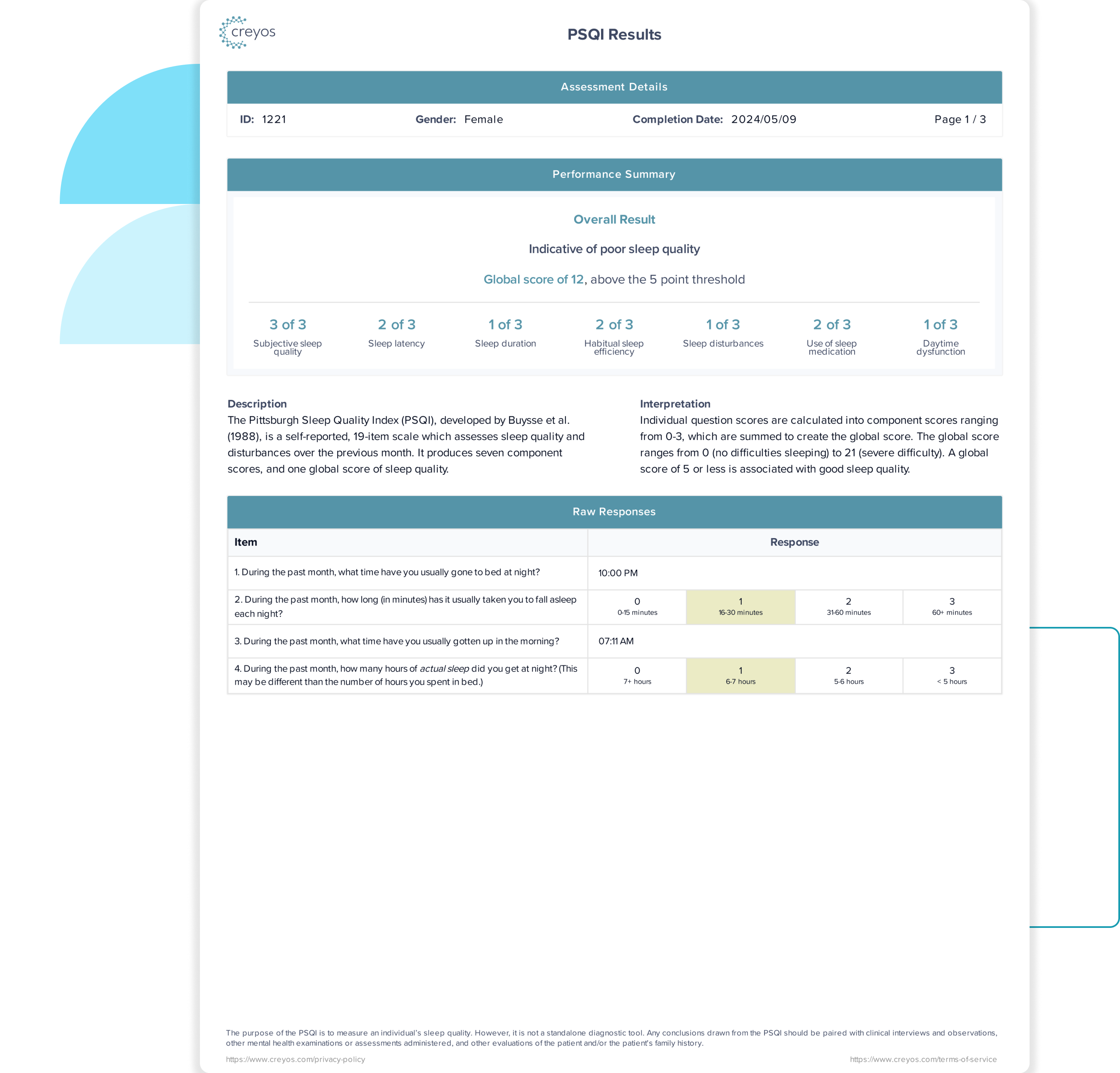 PSQI Questionnaire | Creyos Health